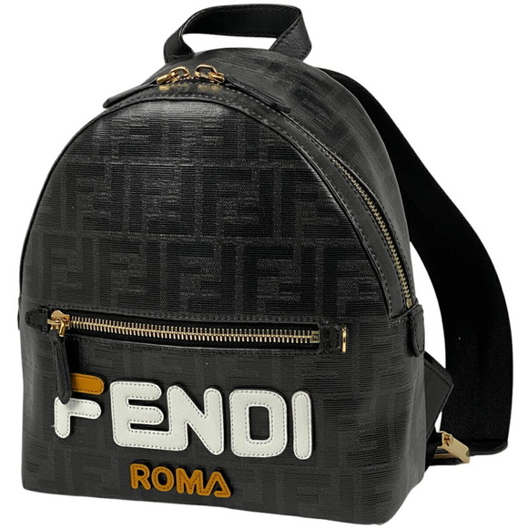 Fendi | Bags | Fendi Zucca Rucksack Backpack Day Bag Fila Canvas Black ...